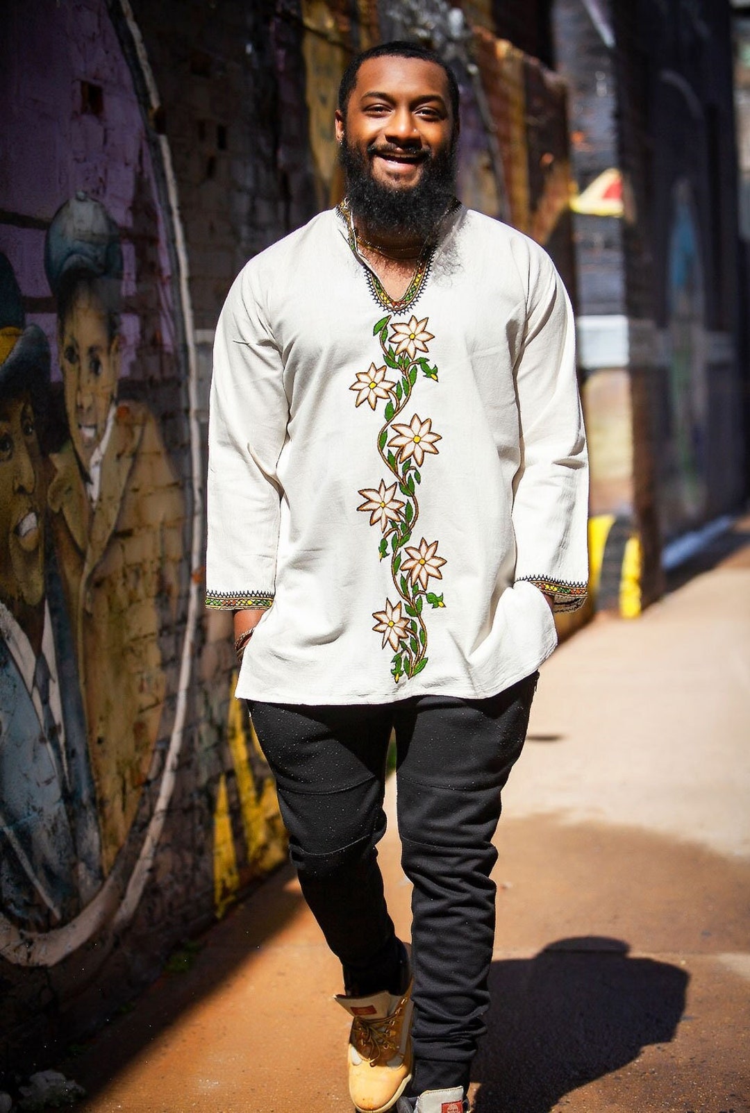 Embroidered Ethiopian Cotton Shirt: Handmade Habesha Tunic Top - Etsy