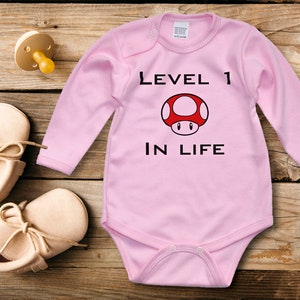 Super Mario Baby Video Game Player Bodysuit: Level 1 Gamer Infant ...
