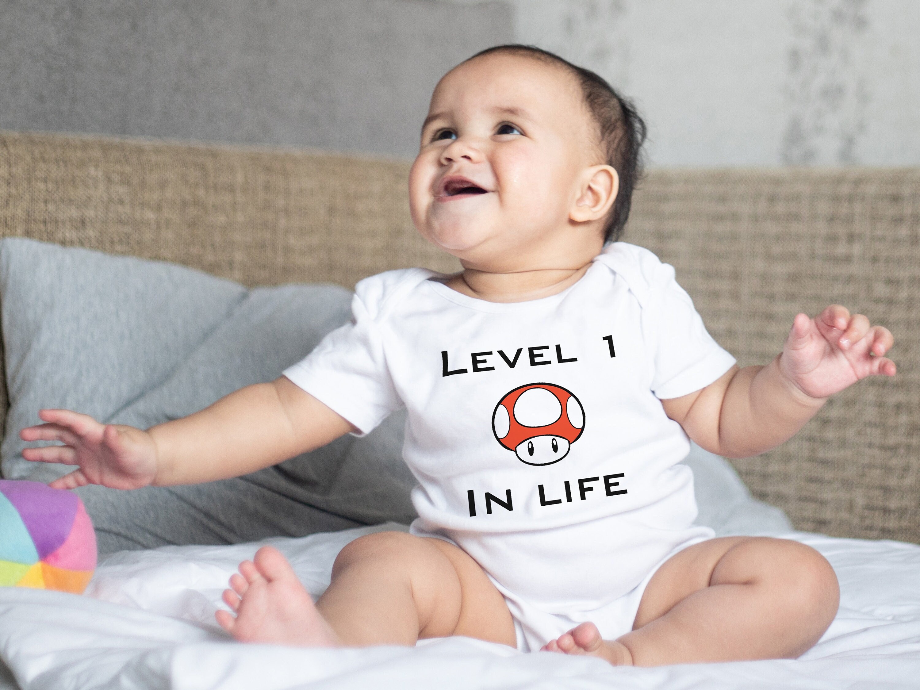 Super Mario Baby Video Game Player Bodysuit: Level 1 Gamer Infant ...