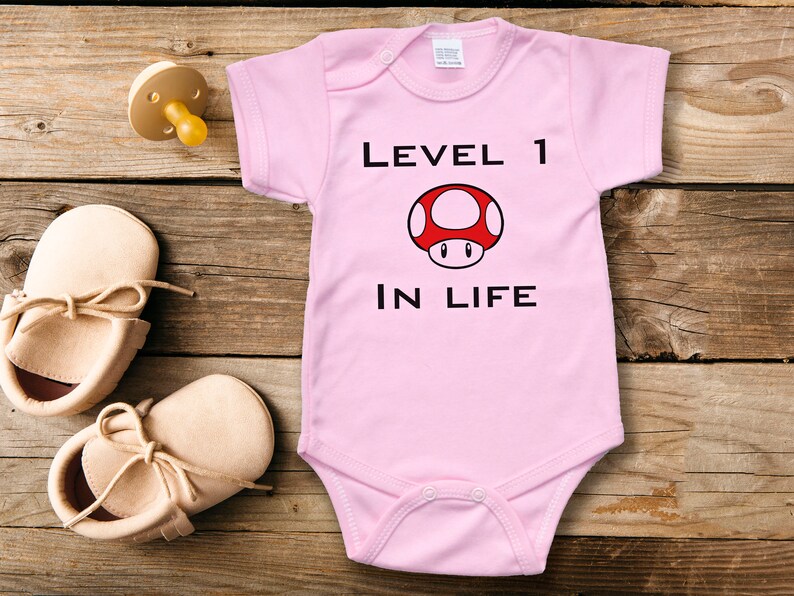 Super Mario Baby Video Game Player Bodysuit: Level 1 Gamer Infant ...