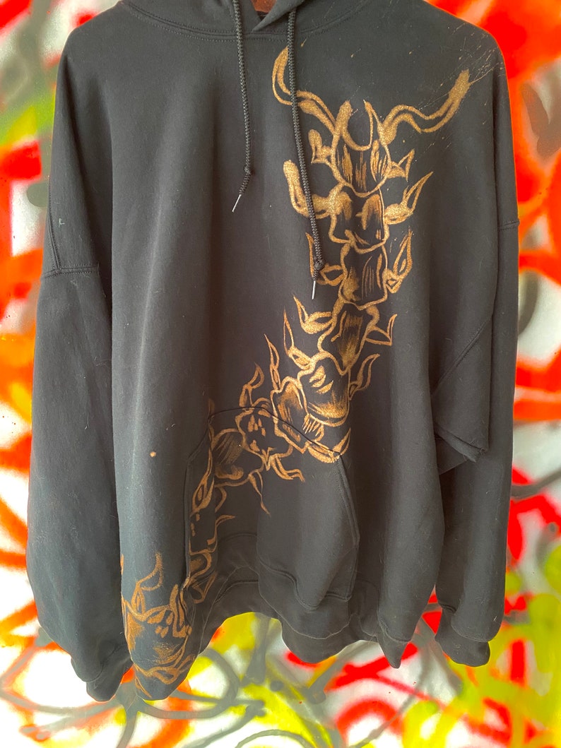 Centipede Hoodie Bleached Hand Painted each Order Will Be Different as ...