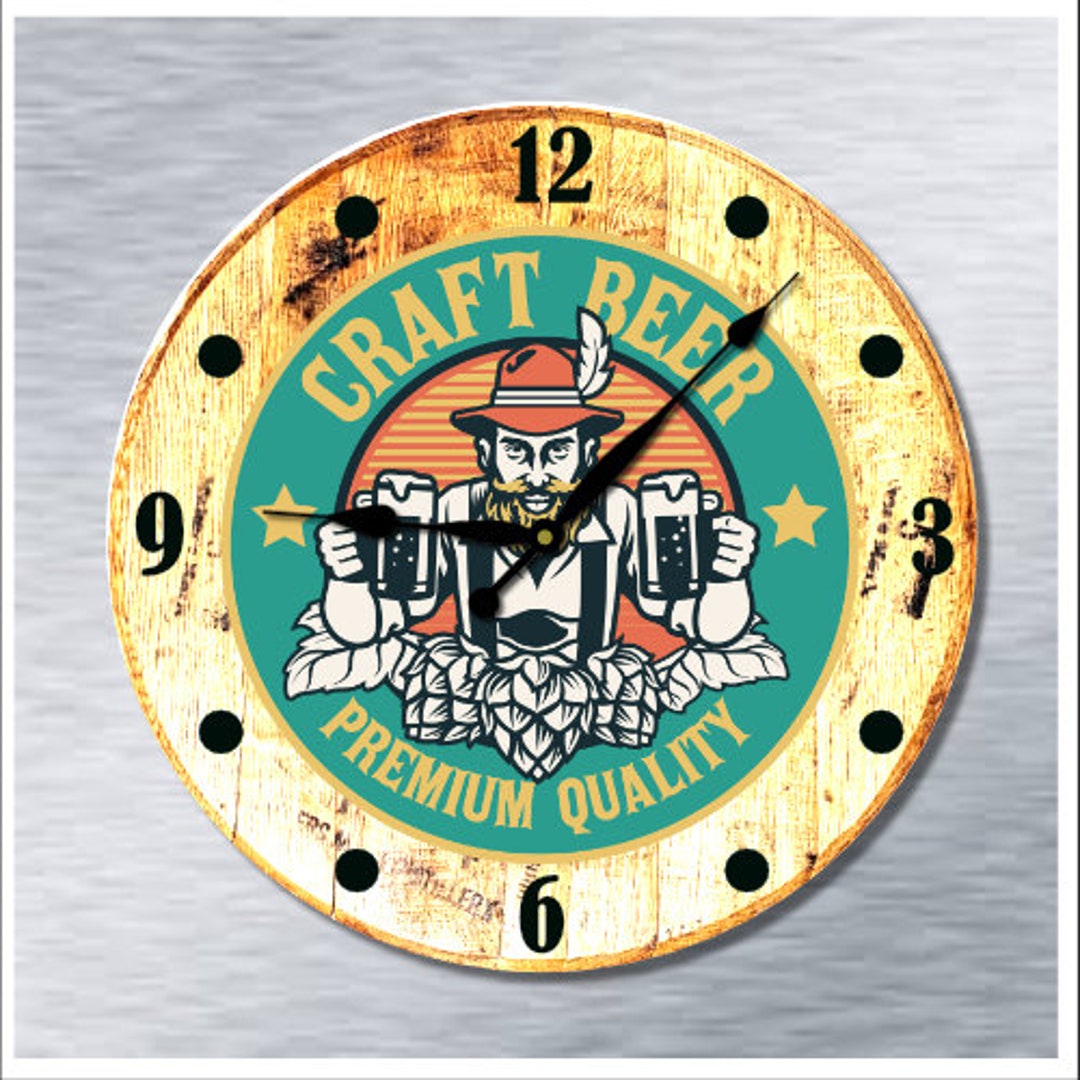 Bavarian Craft Beer OAK Wood Look Rustic Looking Wall Clock 18 - Etsy