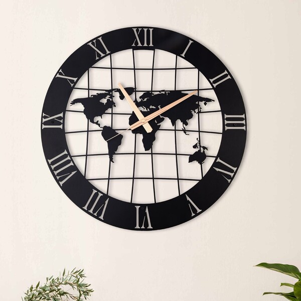 World Map Large Wall Clock - Etsy