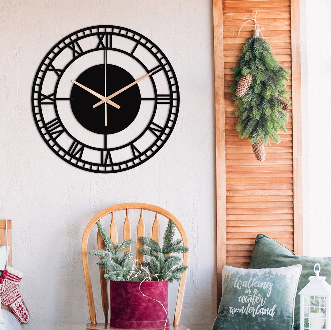 Large Metal Wall Clock, Roman Numerals Clock ,oversized Wall Clock ...