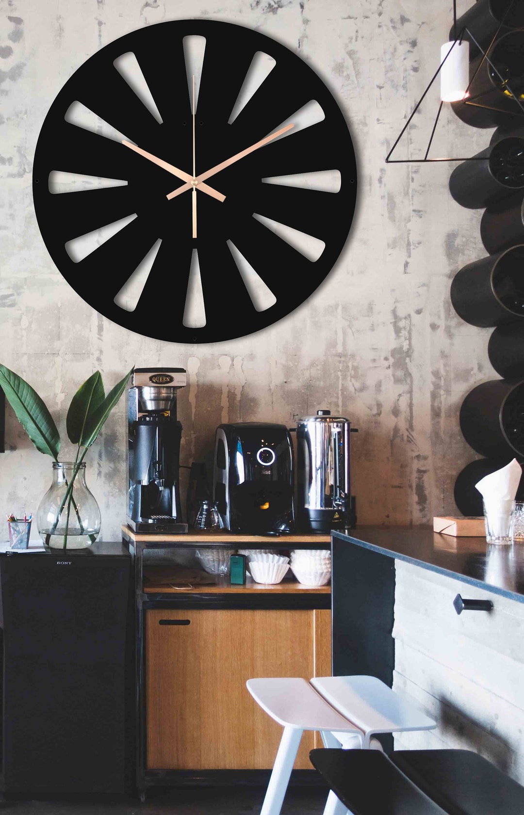 Small Wall Clock, Modern Wall Clock, Unique Wall Clock, Black Metal ...