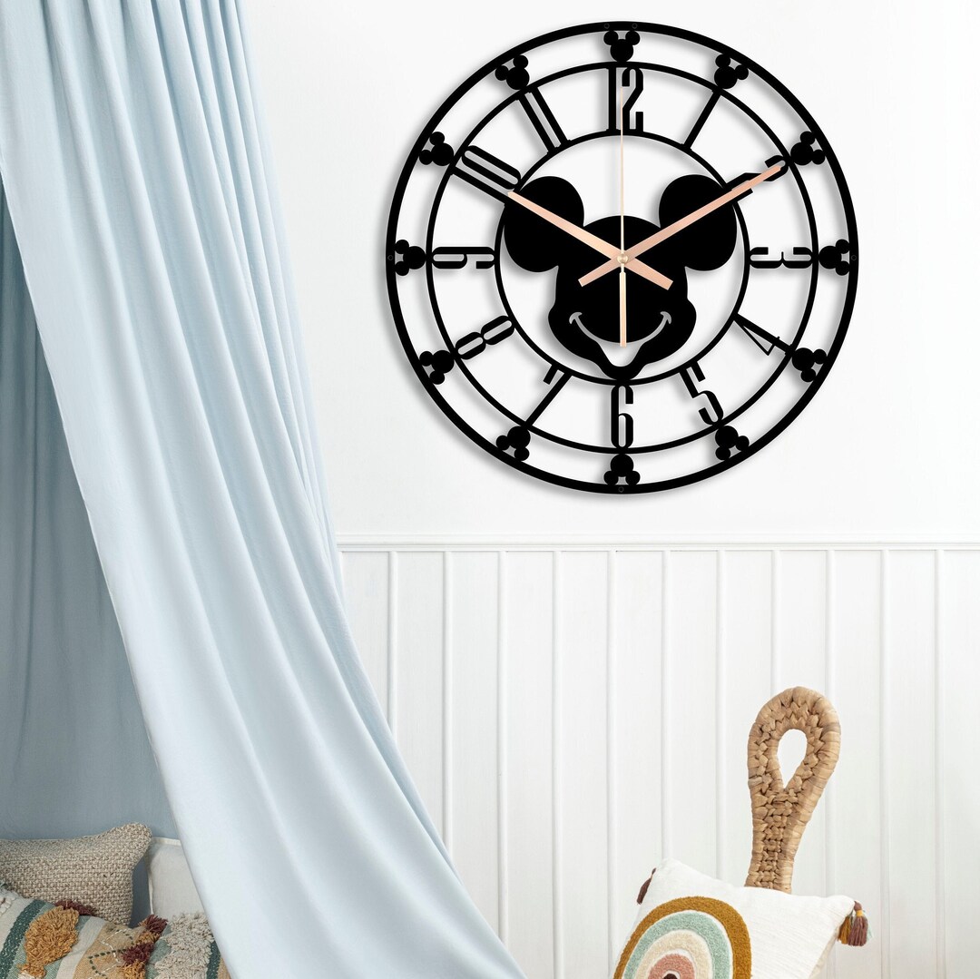 Disney Inspired Kids Room Wall Clock, Mickey Mouse Wall Art Decor ...