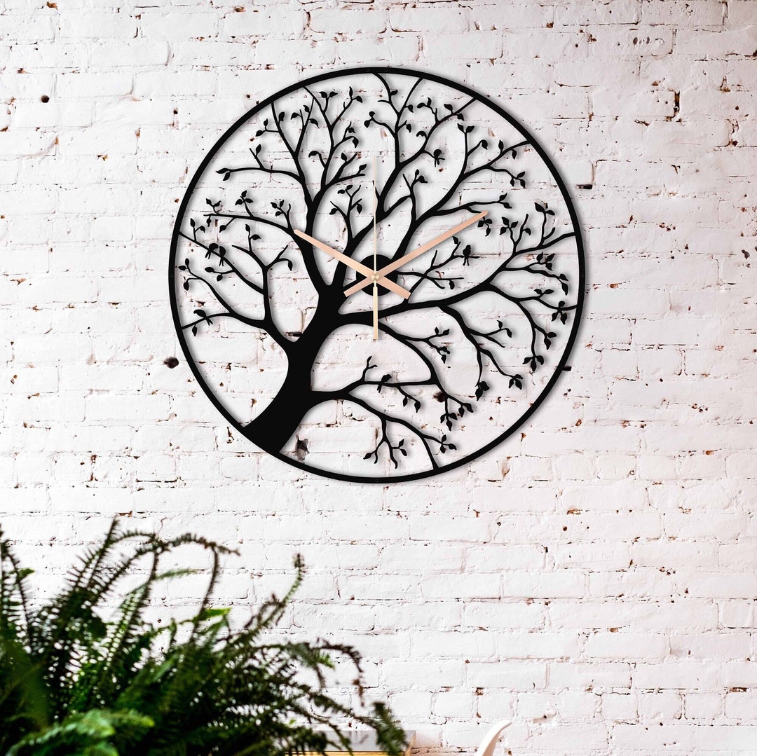 Silent Tree Clock Metal Tree Clock Unique Tree Wall Clock - Etsy