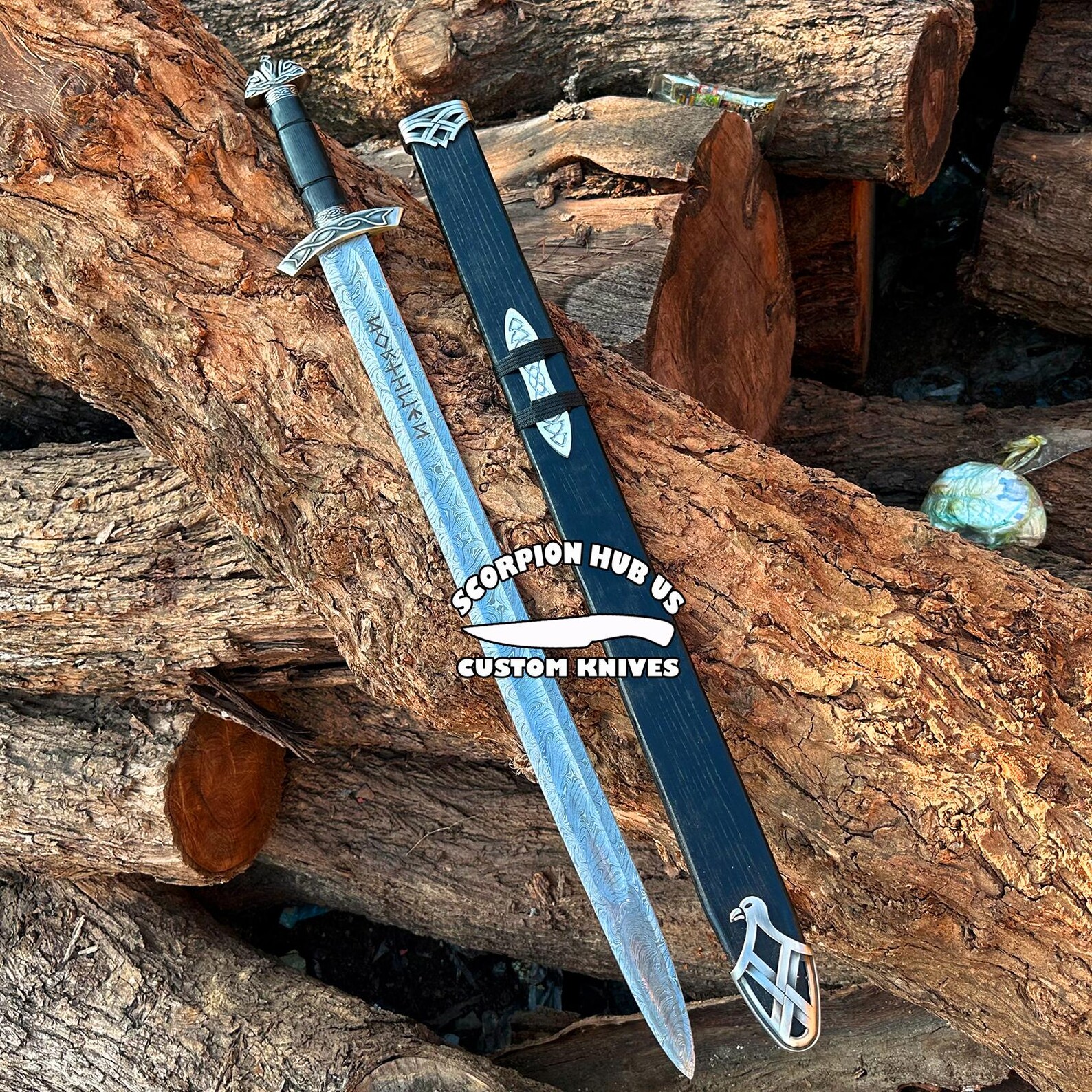 Custom Northmen Replica Sword Viking Sword Hand Forged Damascus Steel ...