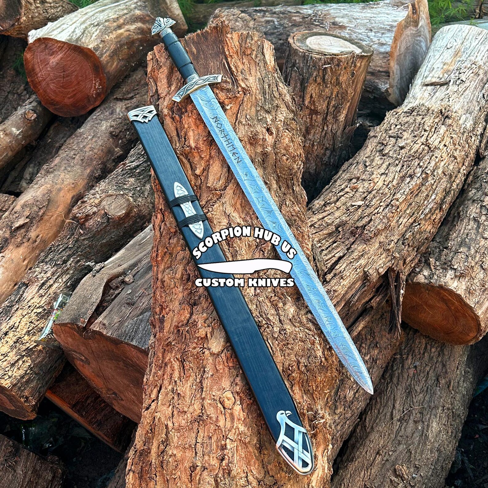 Custom Northmen Replica Sword Viking Sword Hand Forged Damascus Steel ...