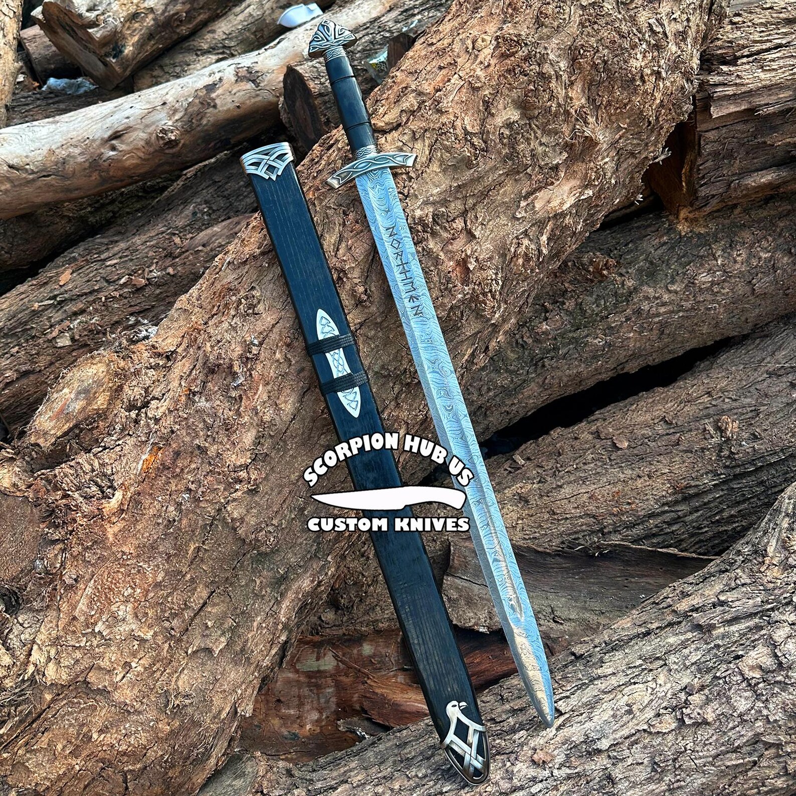 Custom Northmen Replica Sword Viking Sword Hand Forged Damascus Steel ...