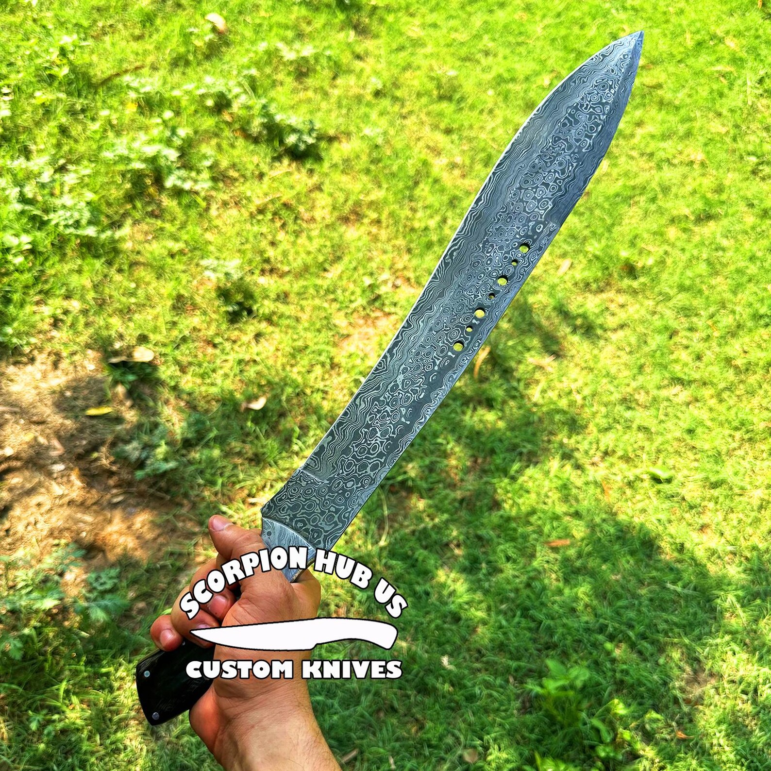 Custom Machete Knife Hunting Damascus Knife Full Tang Outdoor Camping ...