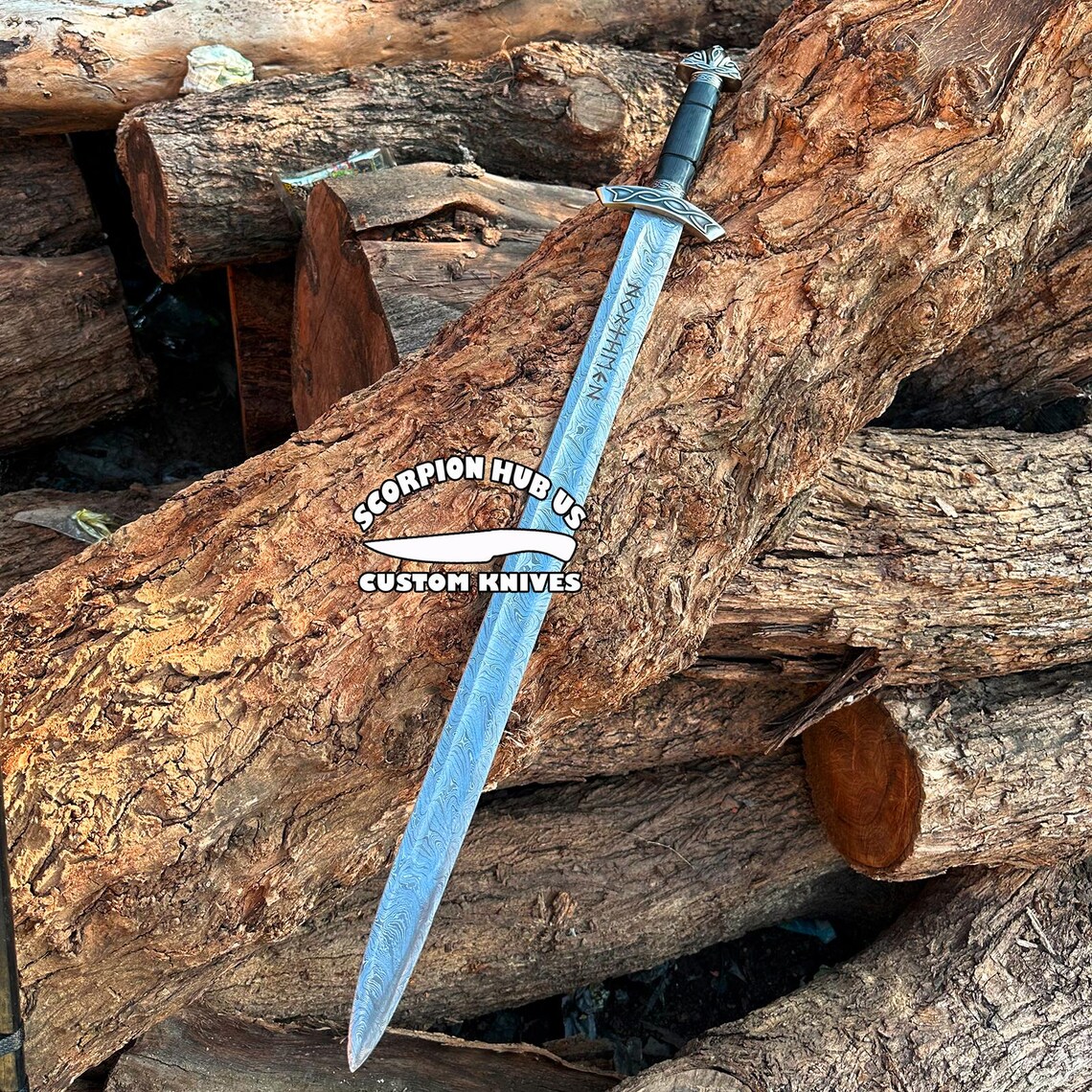 Custom Northmen Replica Sword Viking Sword Hand Forged Damascus Steel ...