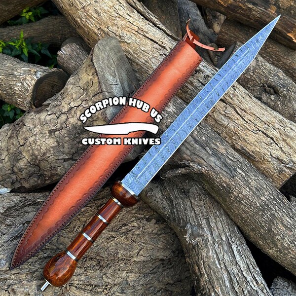 Roman Sword Gladius Sword Damascus Steel Master Sword With Pure Leather ...