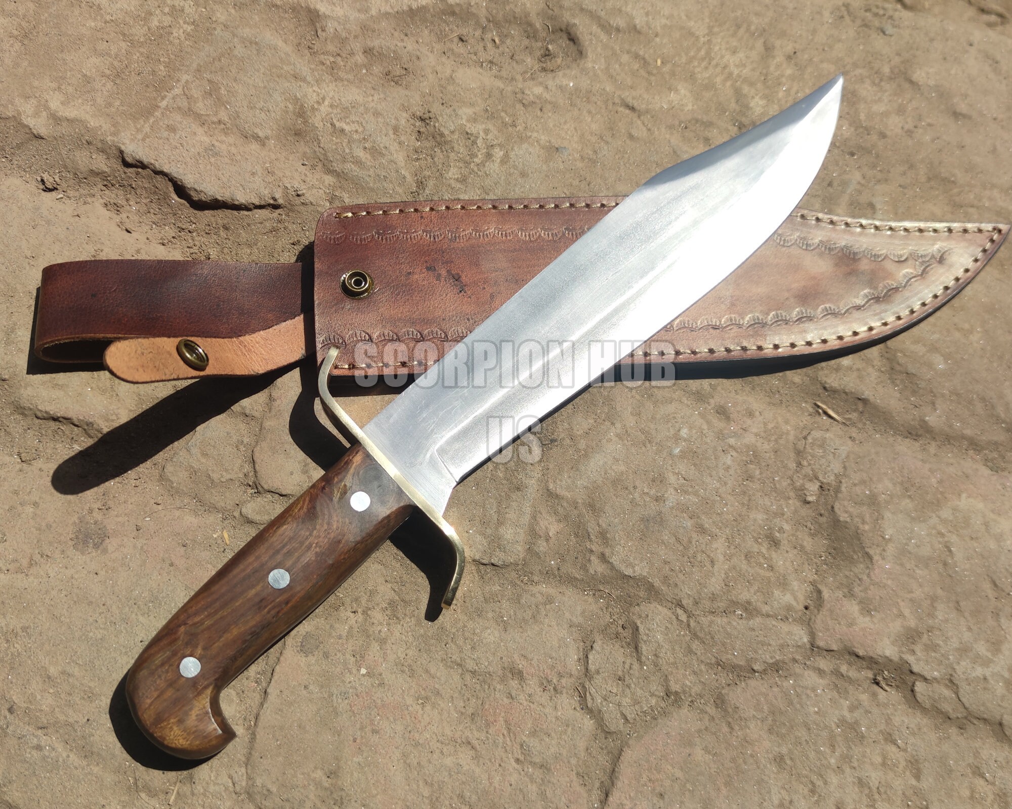 16-inch Bowie Knife D2 Steel Fixed Blade Hunting Knife Wooden | Etsy