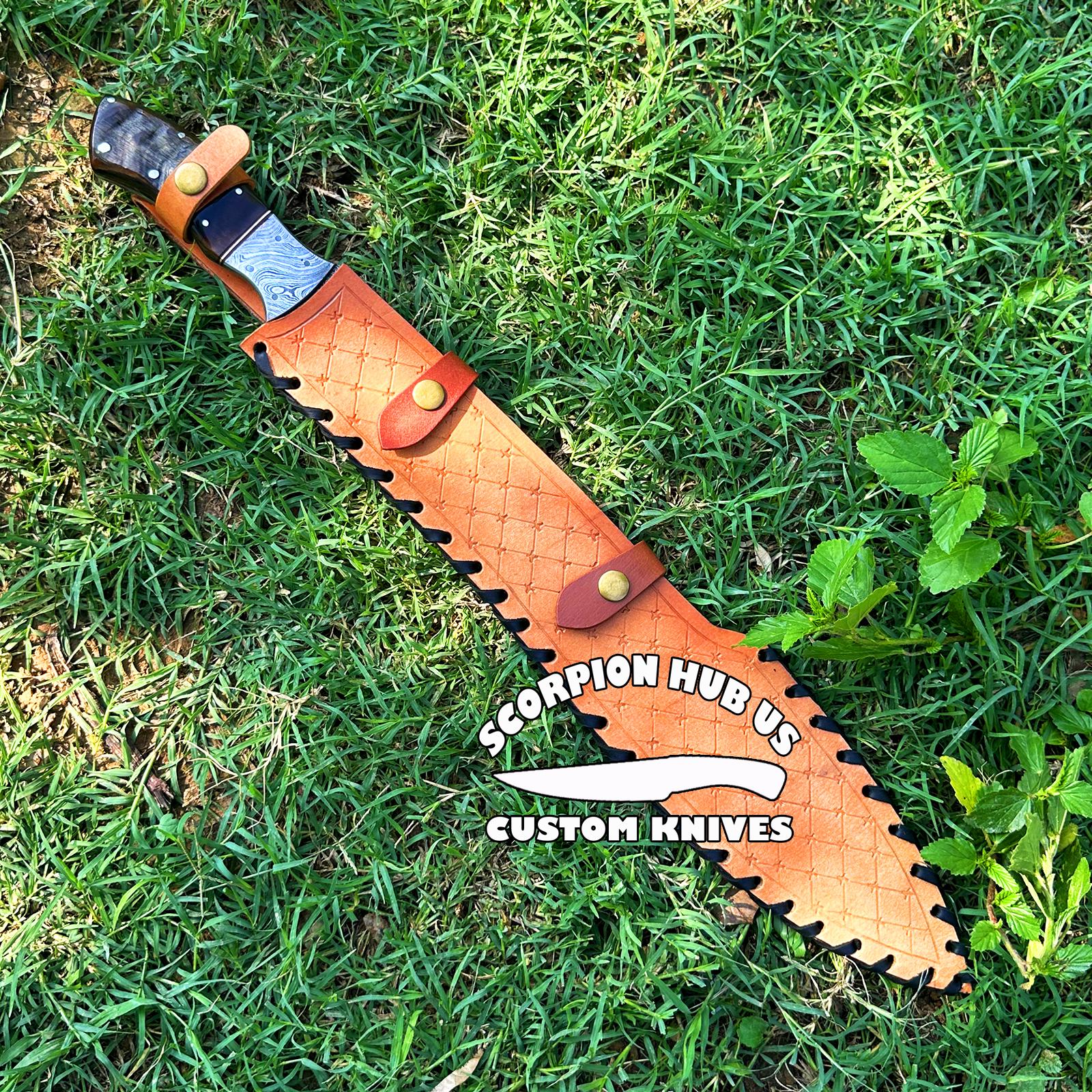 Custom Machete Knife Hunting Damascus Knife Full Tang Outdoor Camping ...