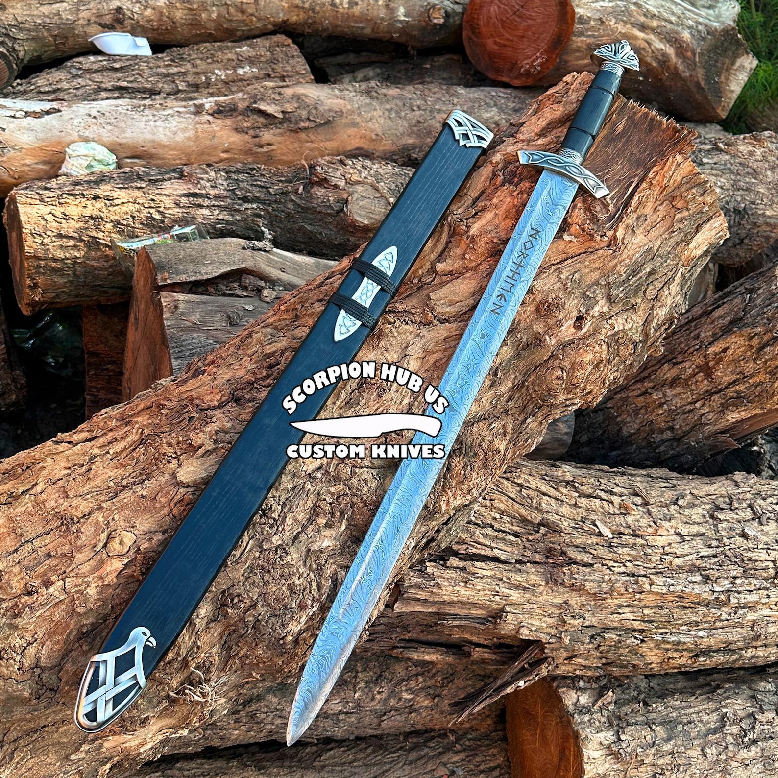 Custom Northmen Replica Sword Viking Sword Hand Forged Damascus Steel ...