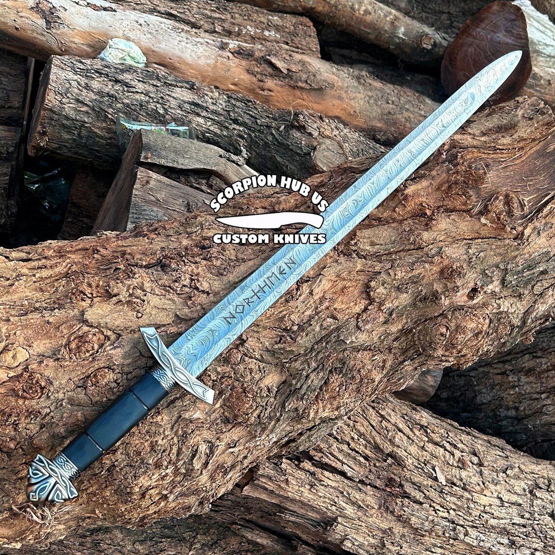 Custom Northmen Replica Sword Viking Sword Hand Forged Damascus Steel ...