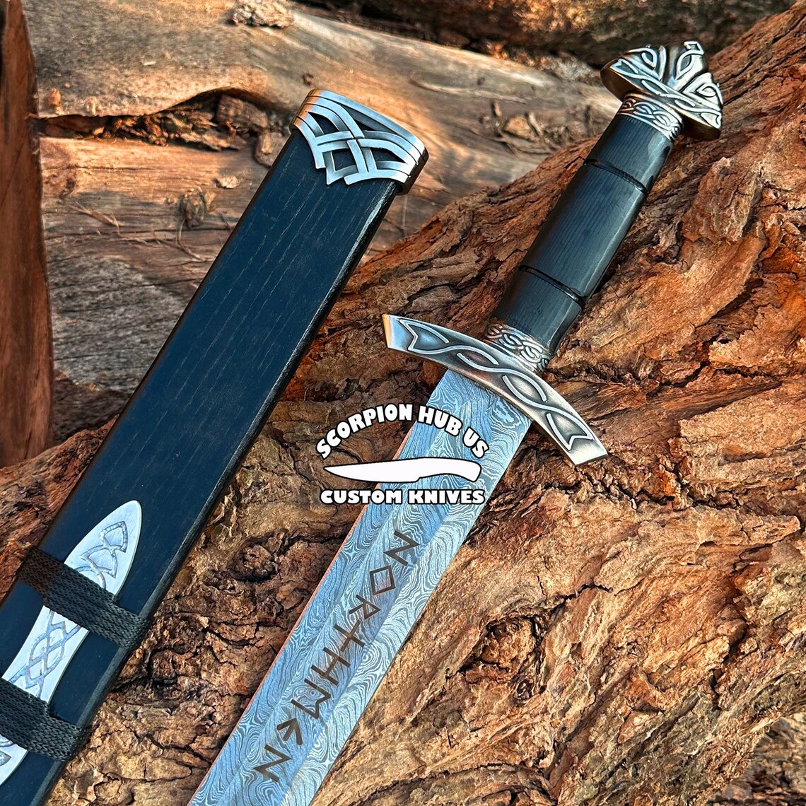 Custom Northmen Replica Sword Viking Sword Hand Forged Damascus Steel ...