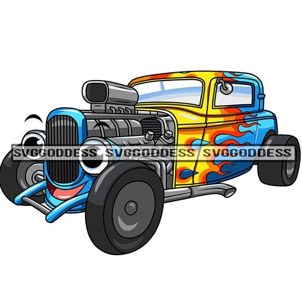 Cartoon Hot Rod Art - Etsy