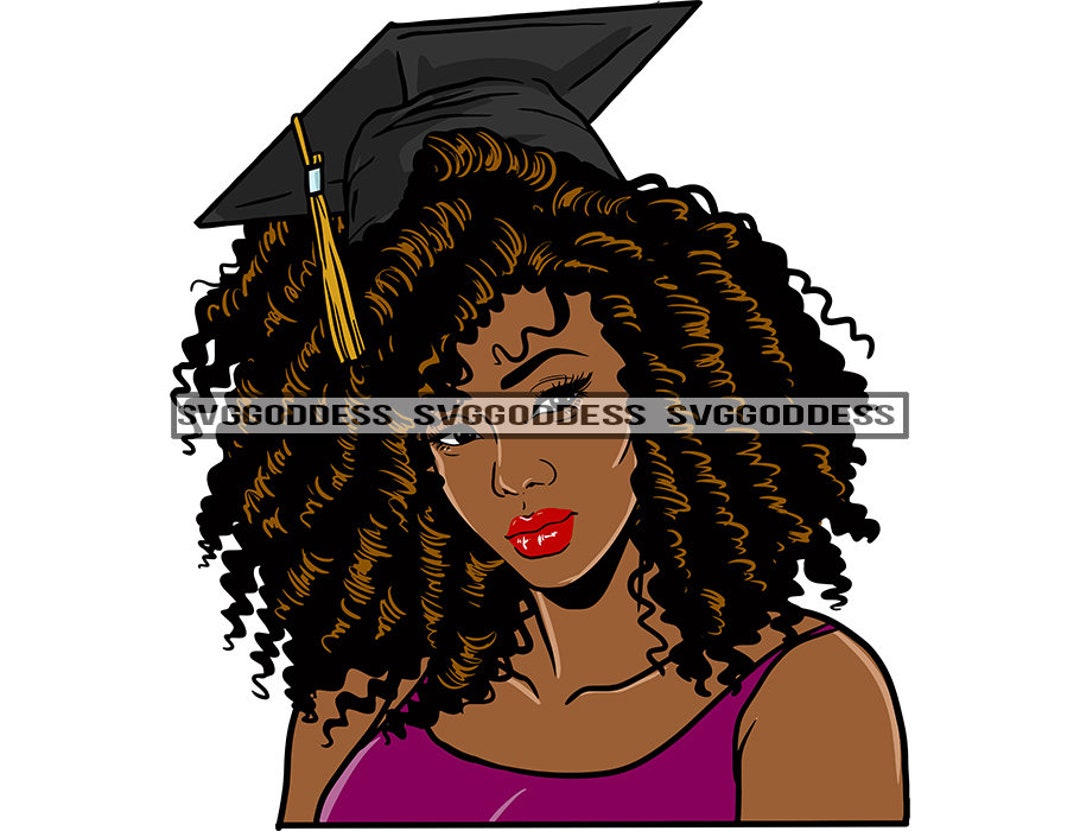 Afro Woman Graduate Portrait Nubian Melanin Wearing Graduation Cap ...