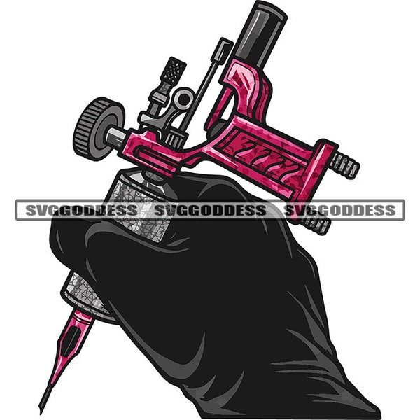 Tattoo Machine in Hand Svg - Etsy