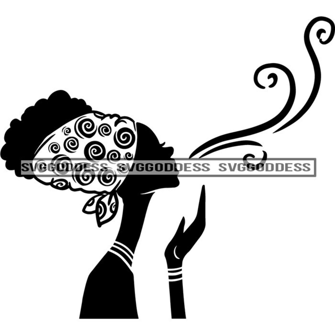 Afro Black Woman Face Silhouette African American Diva Nubian Melanin