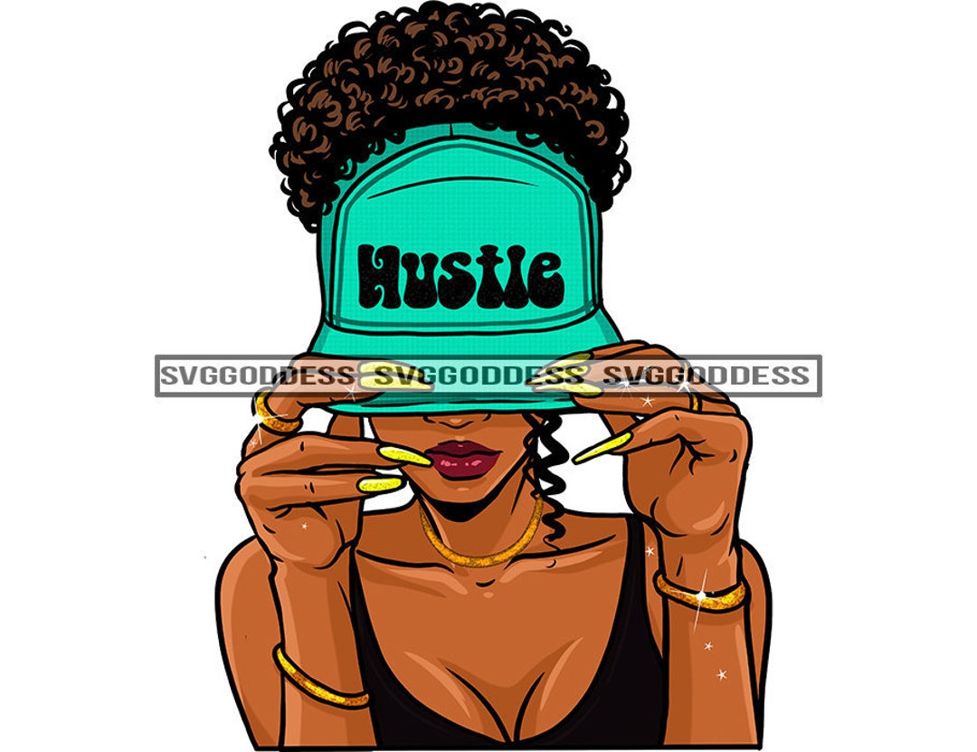 Afro Woman Wearing Baseball Cap Hat Fashion Headwear Gangster Girl ...