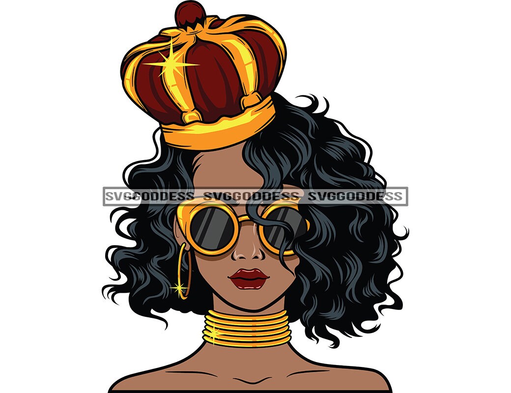 Afro Woman Black Queen Crown Fashion Black Girl Royal - Etsy
