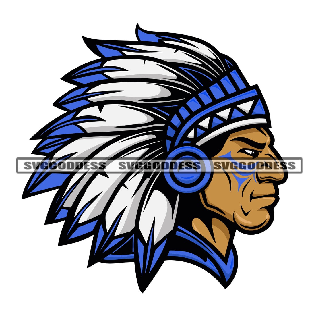 Cherokee Indian American Tribe Tribal Native Traditional Blue Headdress ...