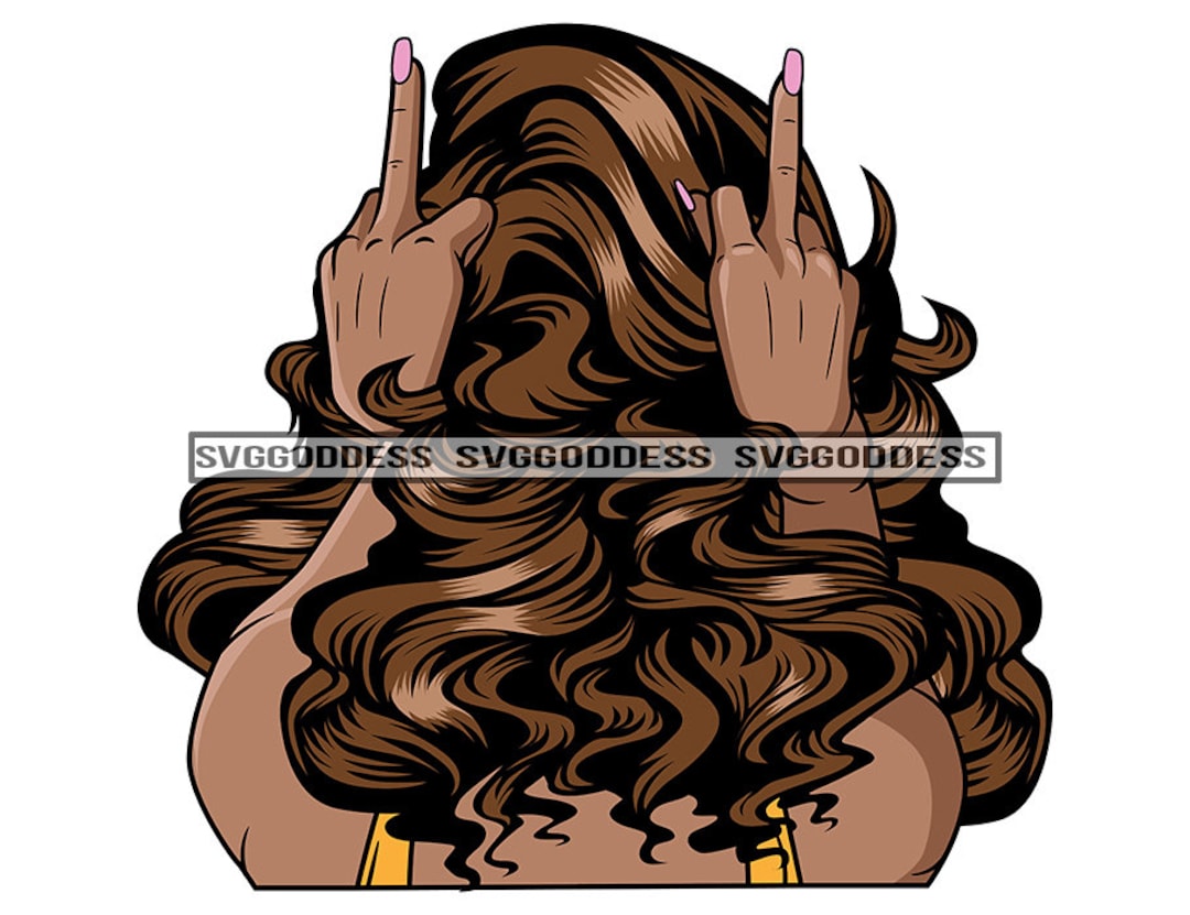 Woman Back View Showing Middle Finger Ghetto Hipster Long - Etsy