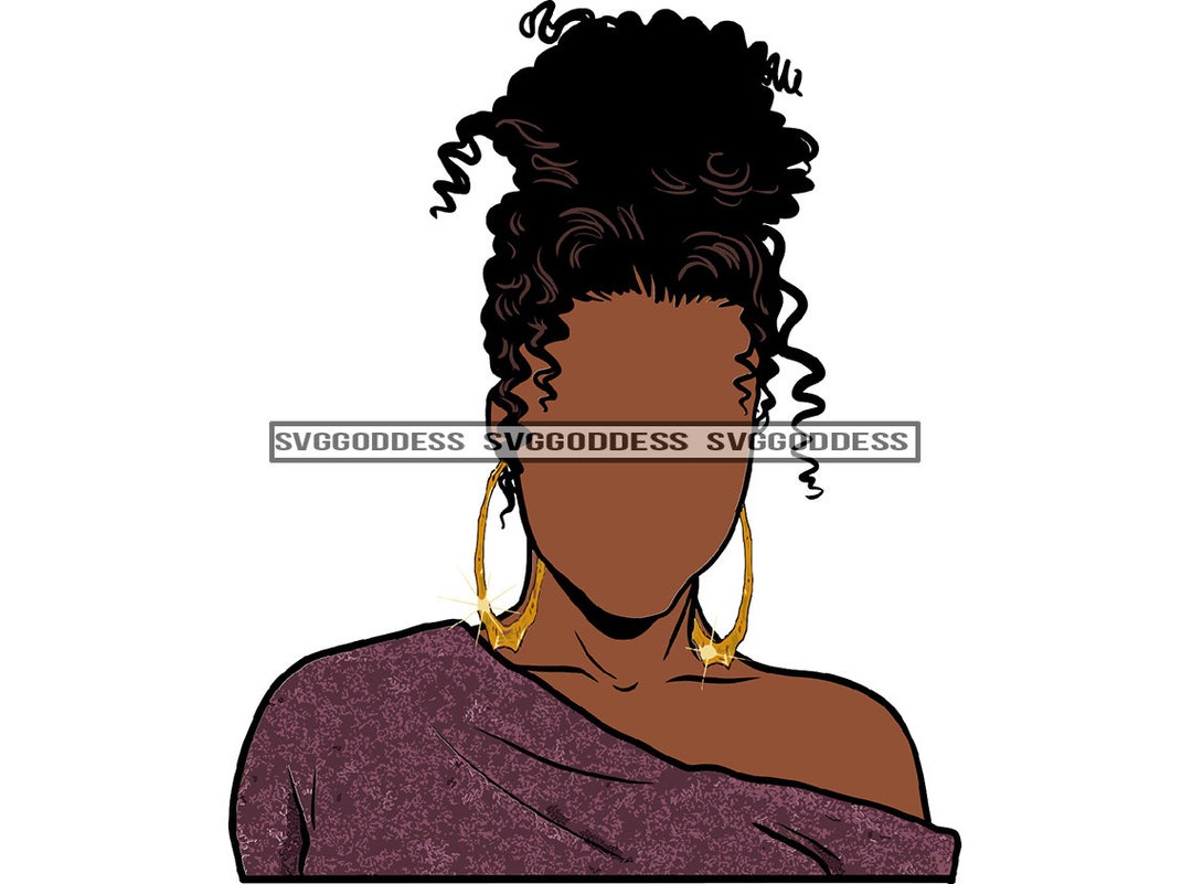 Afro Woman Faceless Hairstyle Logo Design Element Nubian Melanin Black ...