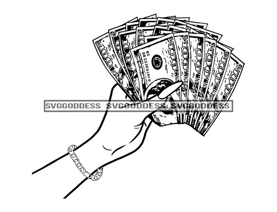 Woman Hand Fanning Money Hundred Dollar Bills Hustler Long | Etsy