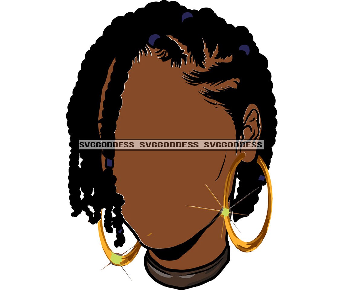 Afro Woman Faceless Hairstyle Logo Design Element Nubian Melanin Black ...
