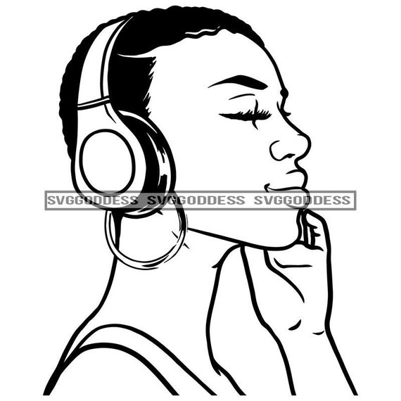 Girl Listening To Music Silhouette