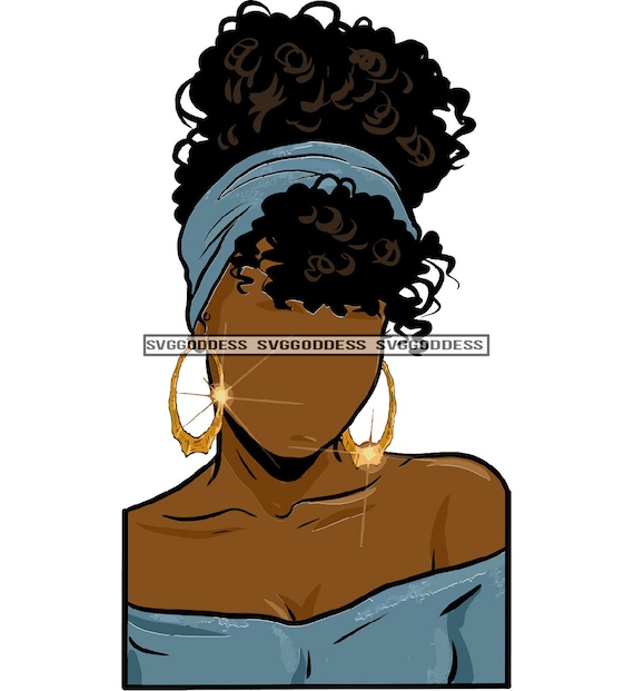 Afro Woman Faceless Hairstyle Logo Design Element Nubian | Etsy