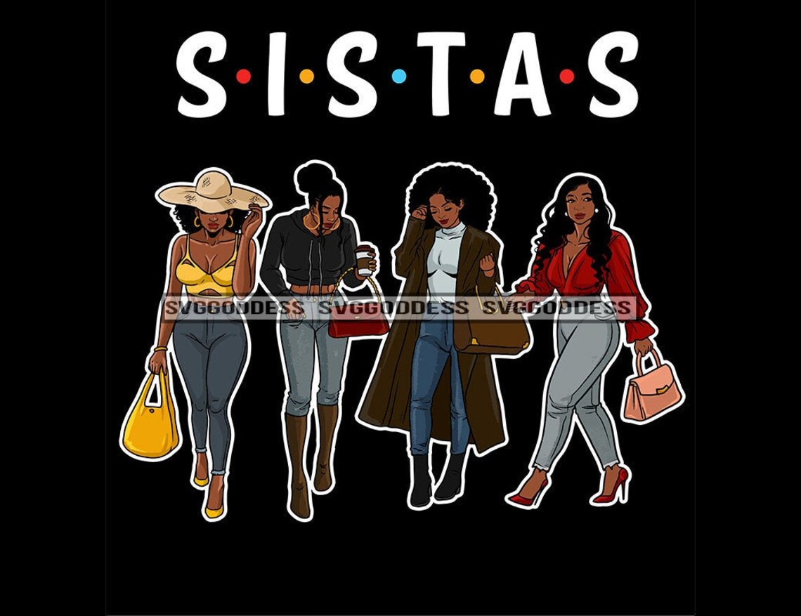 Afro Women Together Sistas Queen Black Curvy Nubian Popping | Etsy