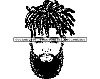 Bearded Man Locs Svg - Etsy