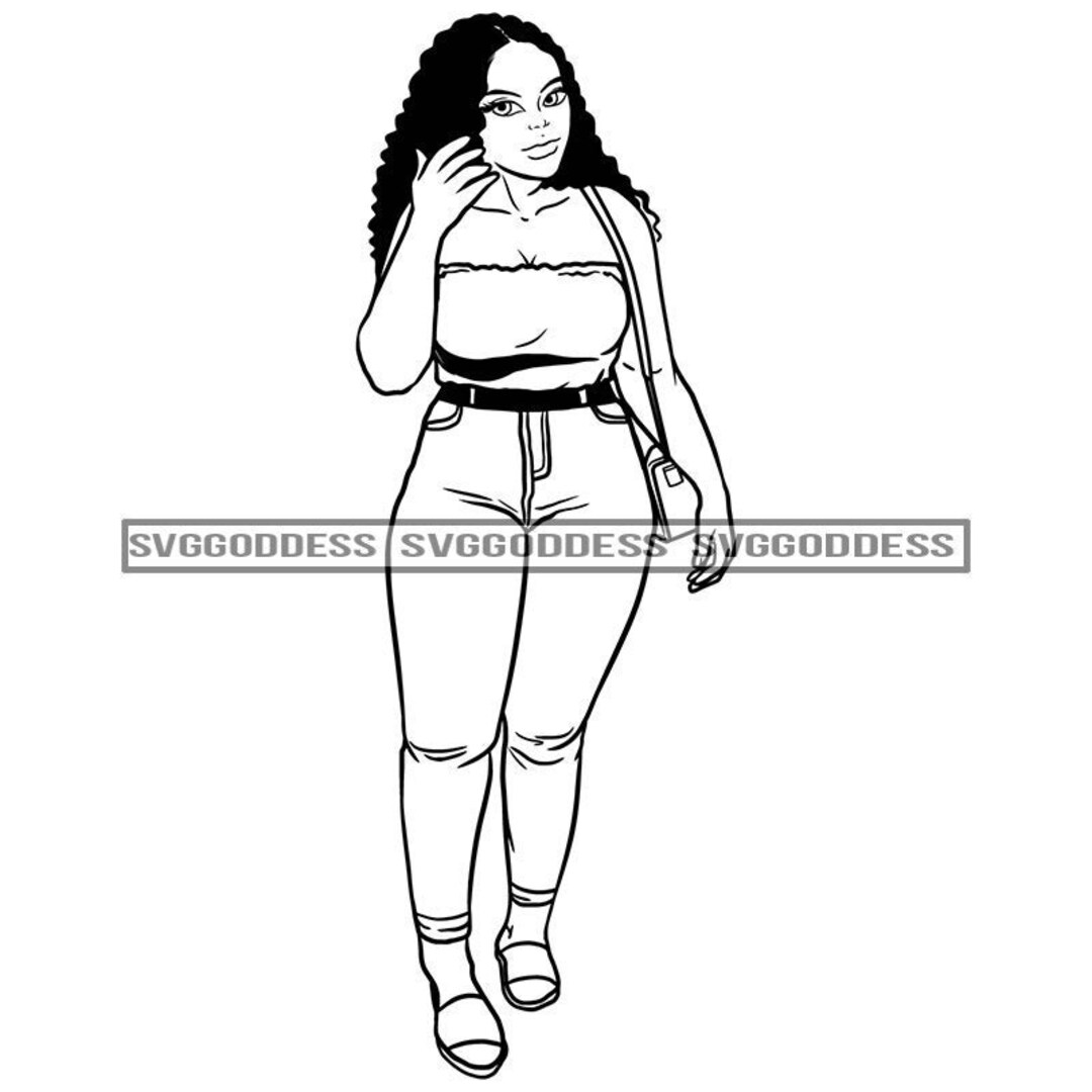 Afro Woman Beautiful Plus Size Curvy Breast Bodacious Sexy Outfit Curly ...