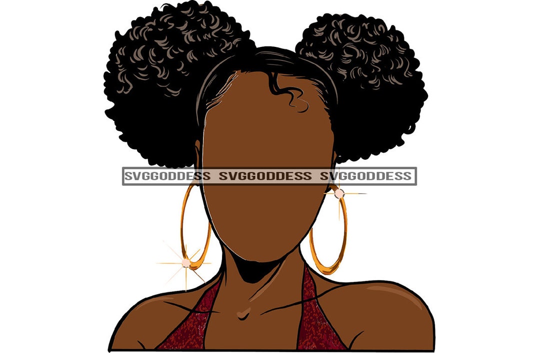 Afro Woman Faceless Hairstyle Logo Design Element Nubian Melanin Black ...