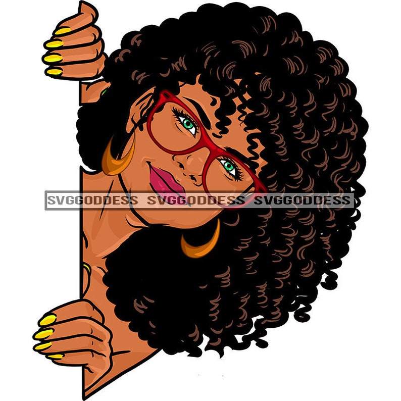 Afro Woman Side View Peeking Peek A Boo Beautiful Hoop - Etsy Singapore
