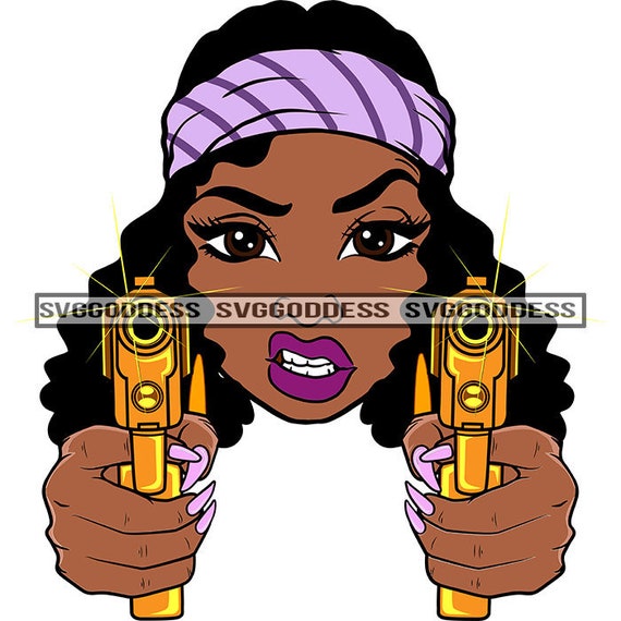 Afro Woman Carrying Hand Gun Gangster Black Lady Diva Nubian - Etsy