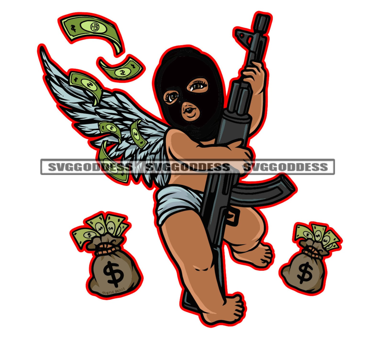 Gangster Baby Angel Boy Wearing Ski Mask Burglar Holding - Etsy Denmark