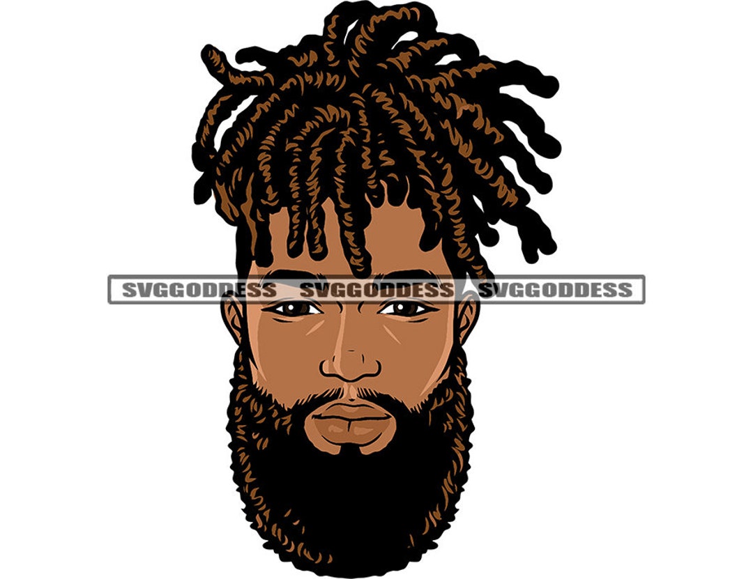 Bearded Black Man Locs Dreadlocks Hairstyle Mustache Masculine African ...