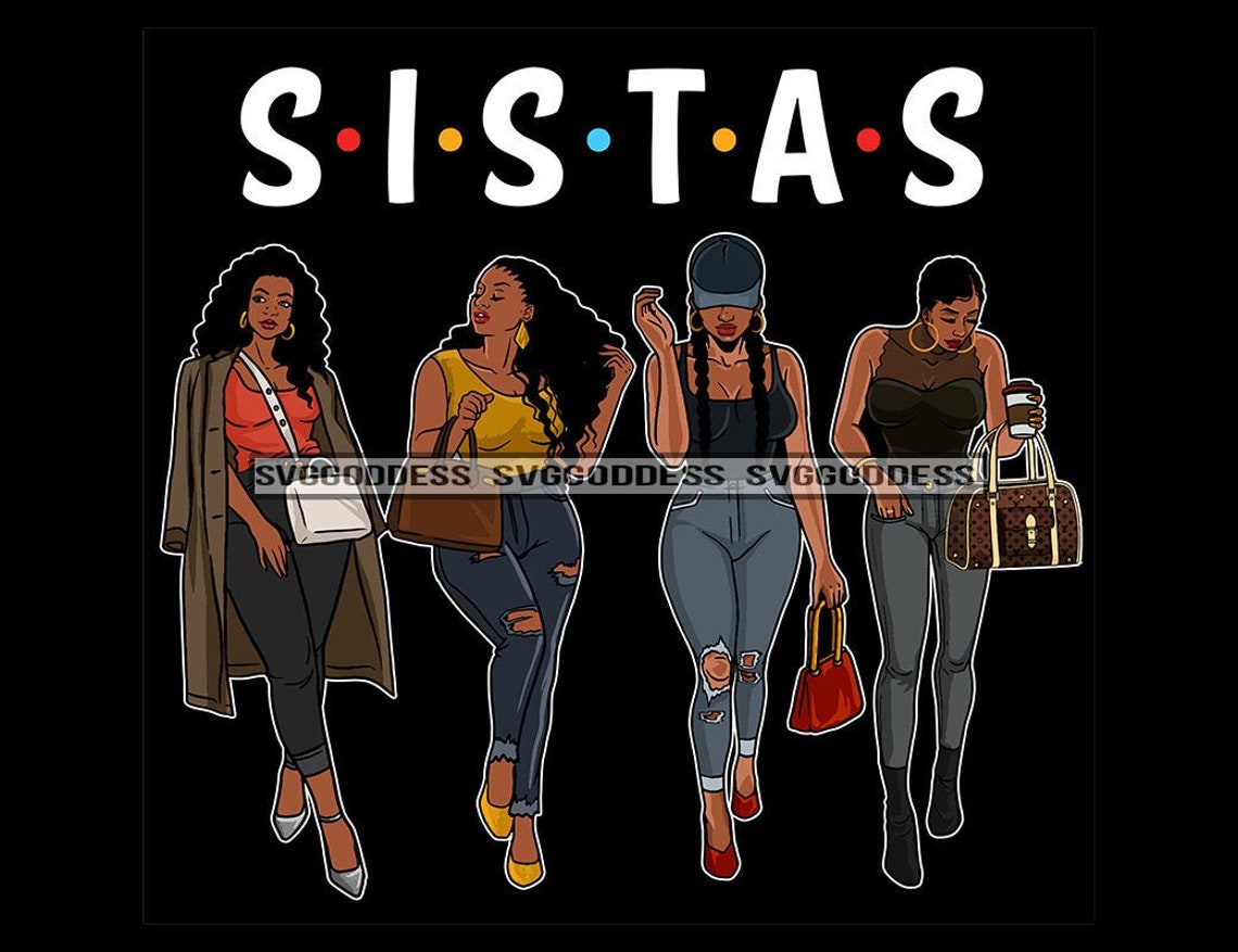 Afro Women Together Sistas Queen Curvy Nubian Ripped Jeans Melanin Dark ...