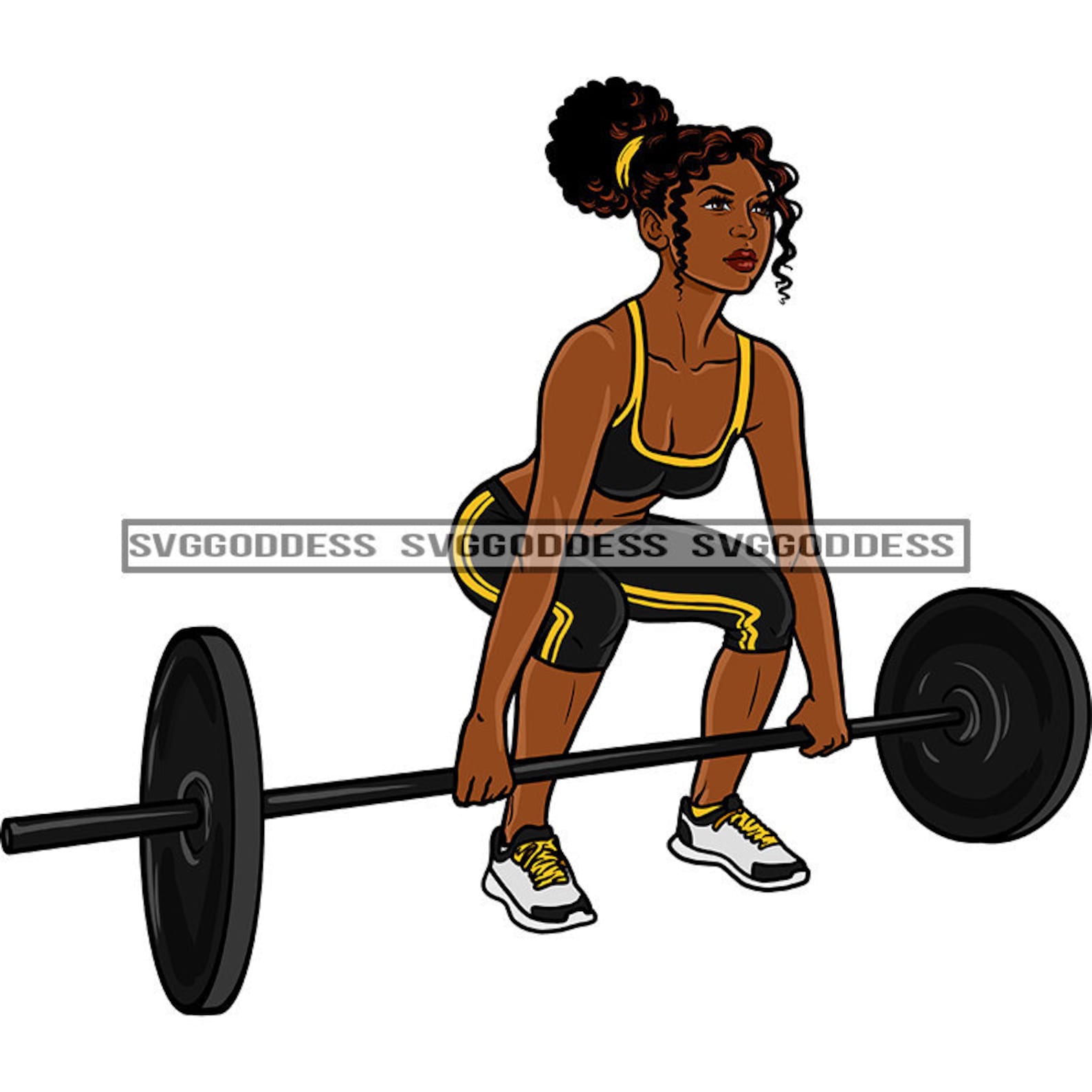 Afro Woman Working Out Athletic Training Exercise Lifting - Etsy UK