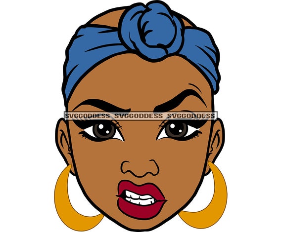 Afro Woman Mad Angry Mean Face Bamboo Earrings Bald Hairstyle - Etsy