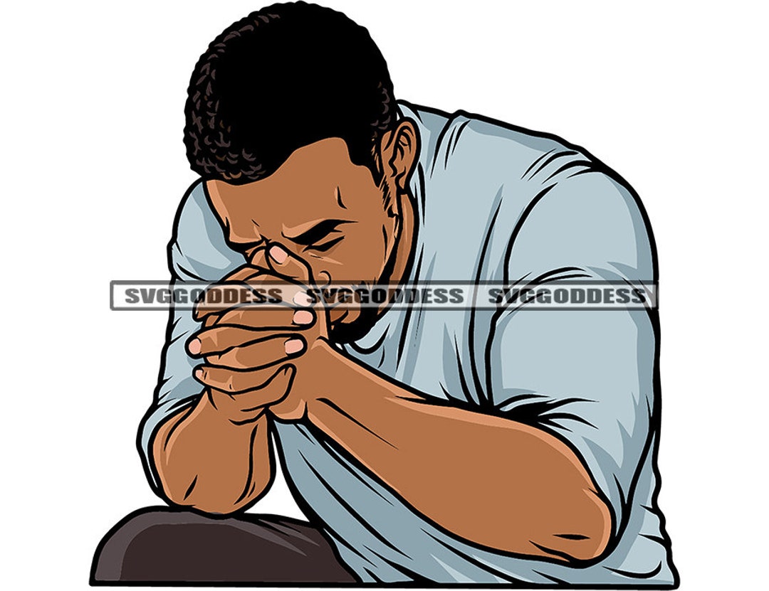 Man Praying Prayers Hands Pray Faith Meditation Begging God Black Male ...