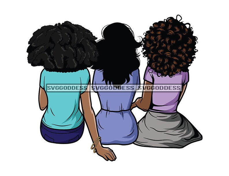Three Women Friends Sitting Together Looking Forward Back View | Etsy