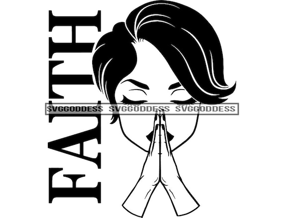Caucasian Pretty Woman Praying God Bob Hairstyle Portrait Face - Etsy