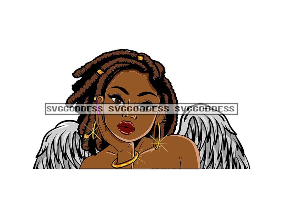 Afro Black Beautiful Woman Angel Wings Archangel Blessed Dreadlocks ...
